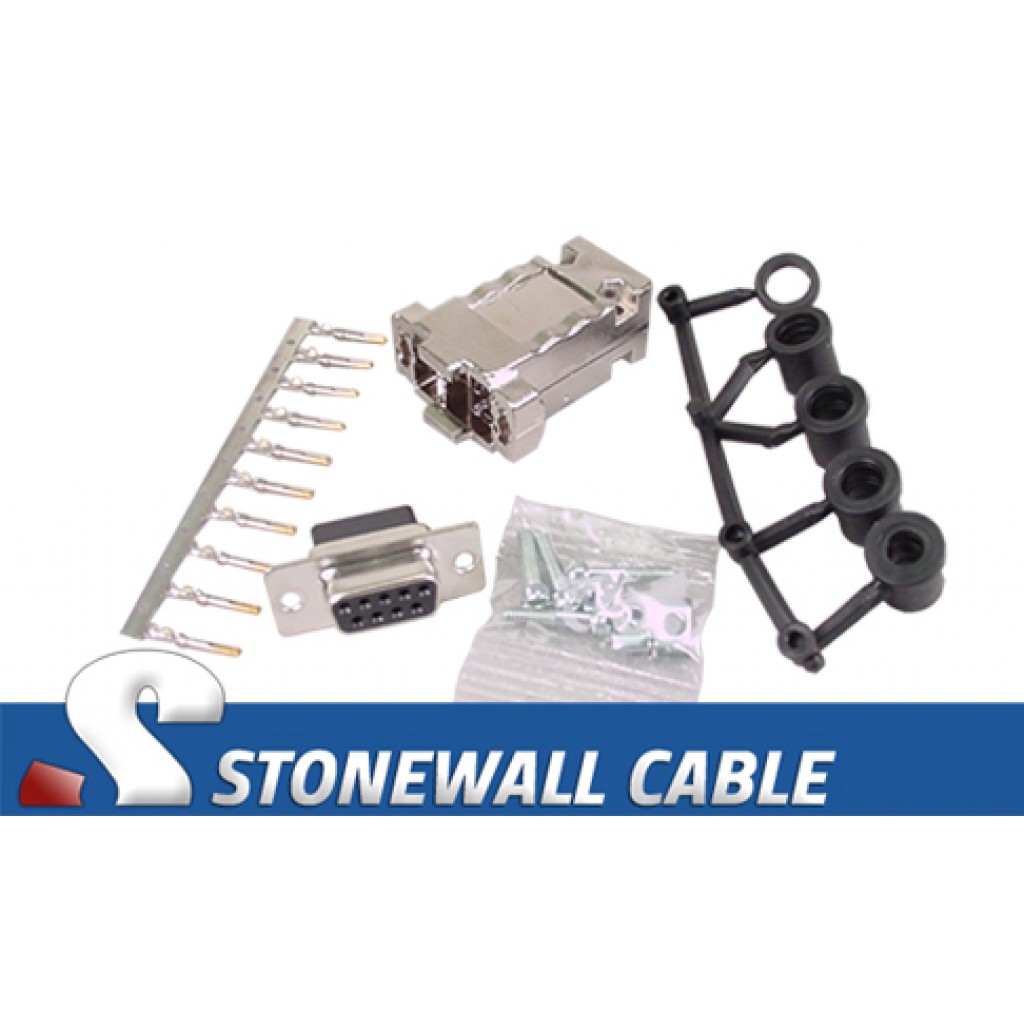 DB9 Female Crimp Connector Kit [Straight] - Stonewall Cable