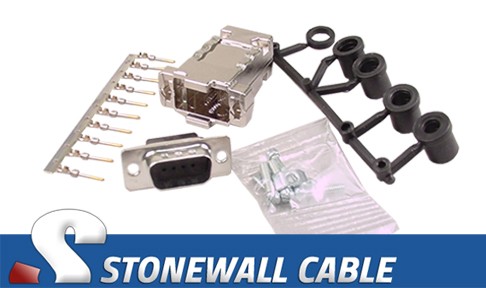 DB9 Male Crimp Connector Kit [Straight] - Stonewall Cable